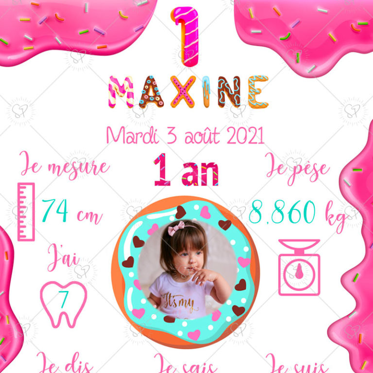 Affiche anniversaire personnalisée Donuts - Du Soleil et des Paillettes